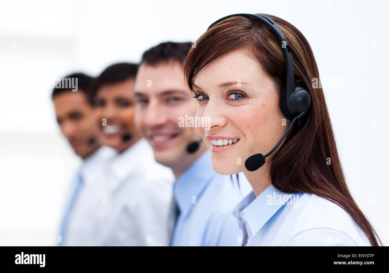 Business team with headset on working in a call center Stock Photo - Alamy
