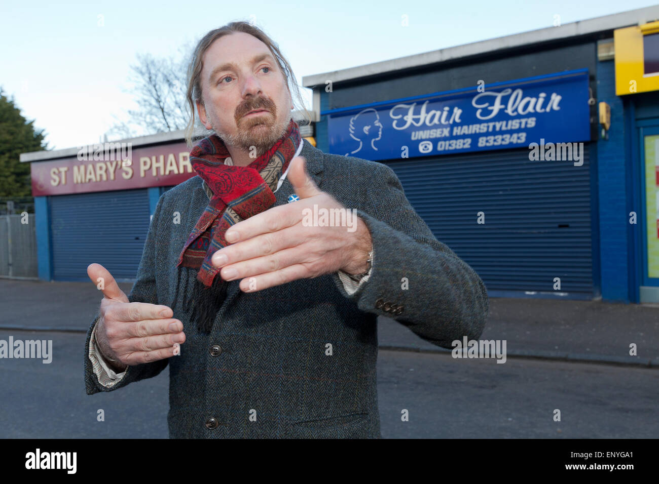 Chris Law, MP, the successful SNP candidate for Dundee West in his constituency before the ...