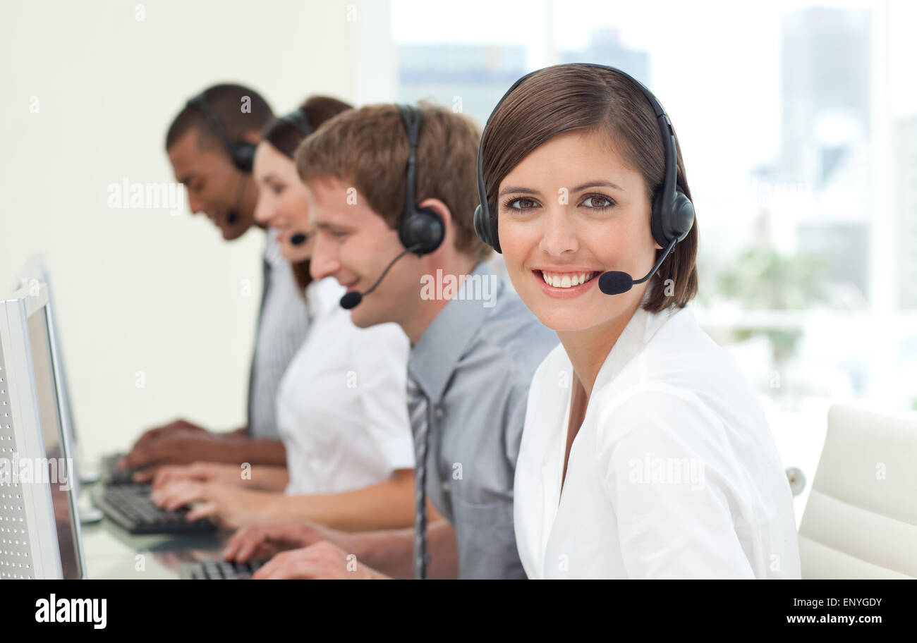 Customer service agents in a call center Stock Photo - Alamy