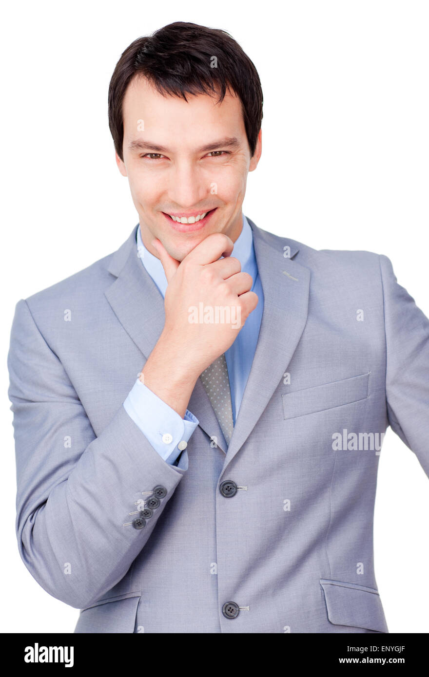 Young businessman smiling at the camera Stock Photo - Alamy
