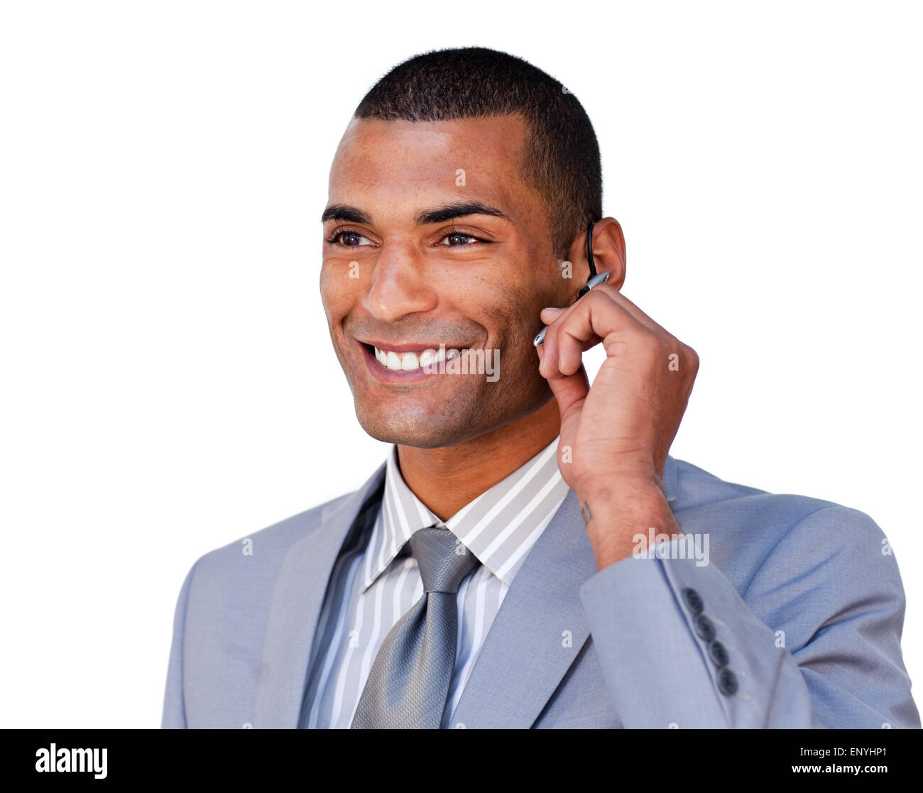 Young customer service agent with headset on Stock Photo - Alamy