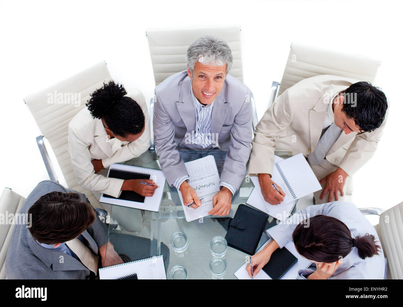 High angle of a diverse business group in a meeting Stock Photo - Alamy