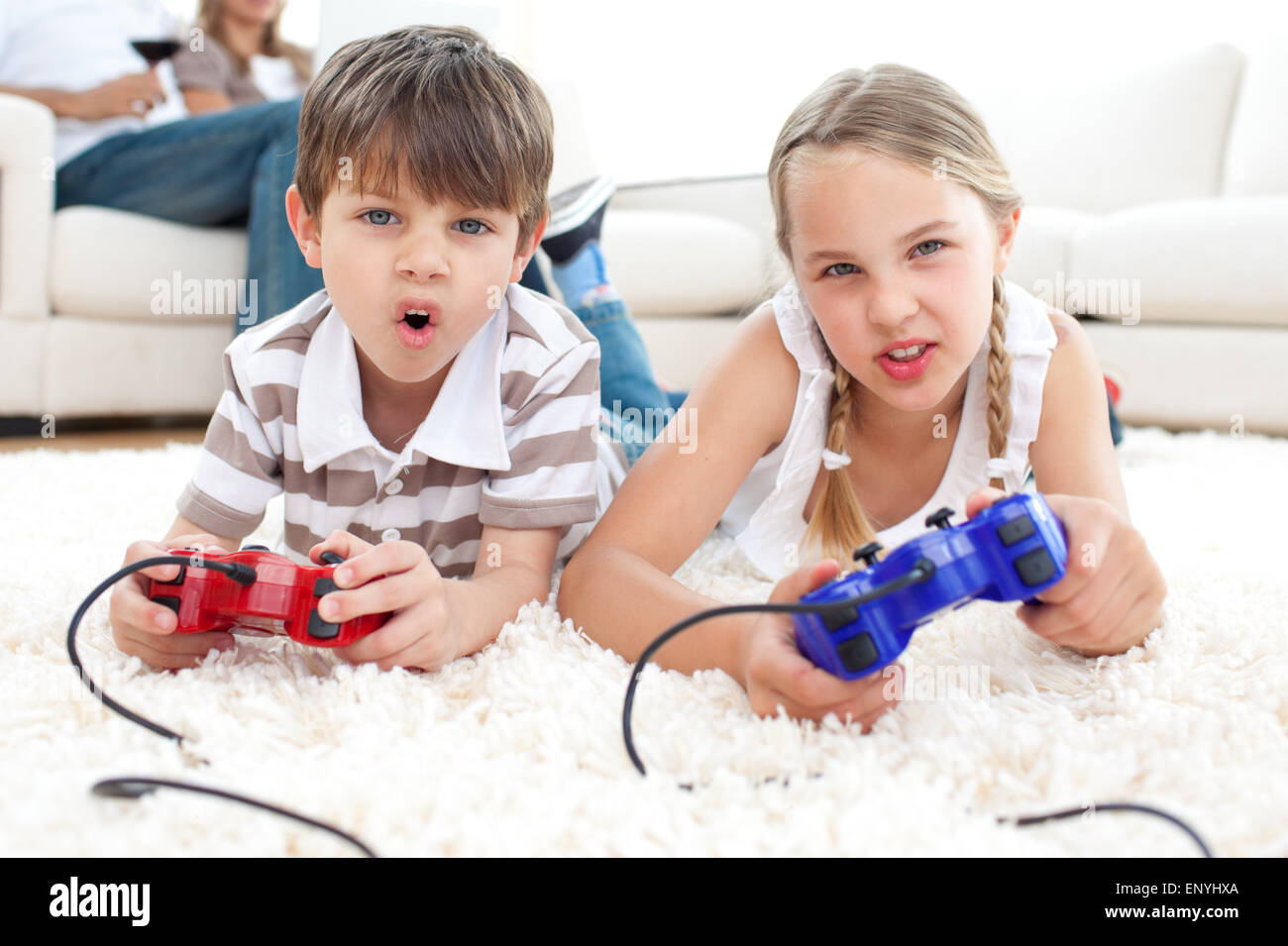 Animated children playing video games Stock Photo - Alamy