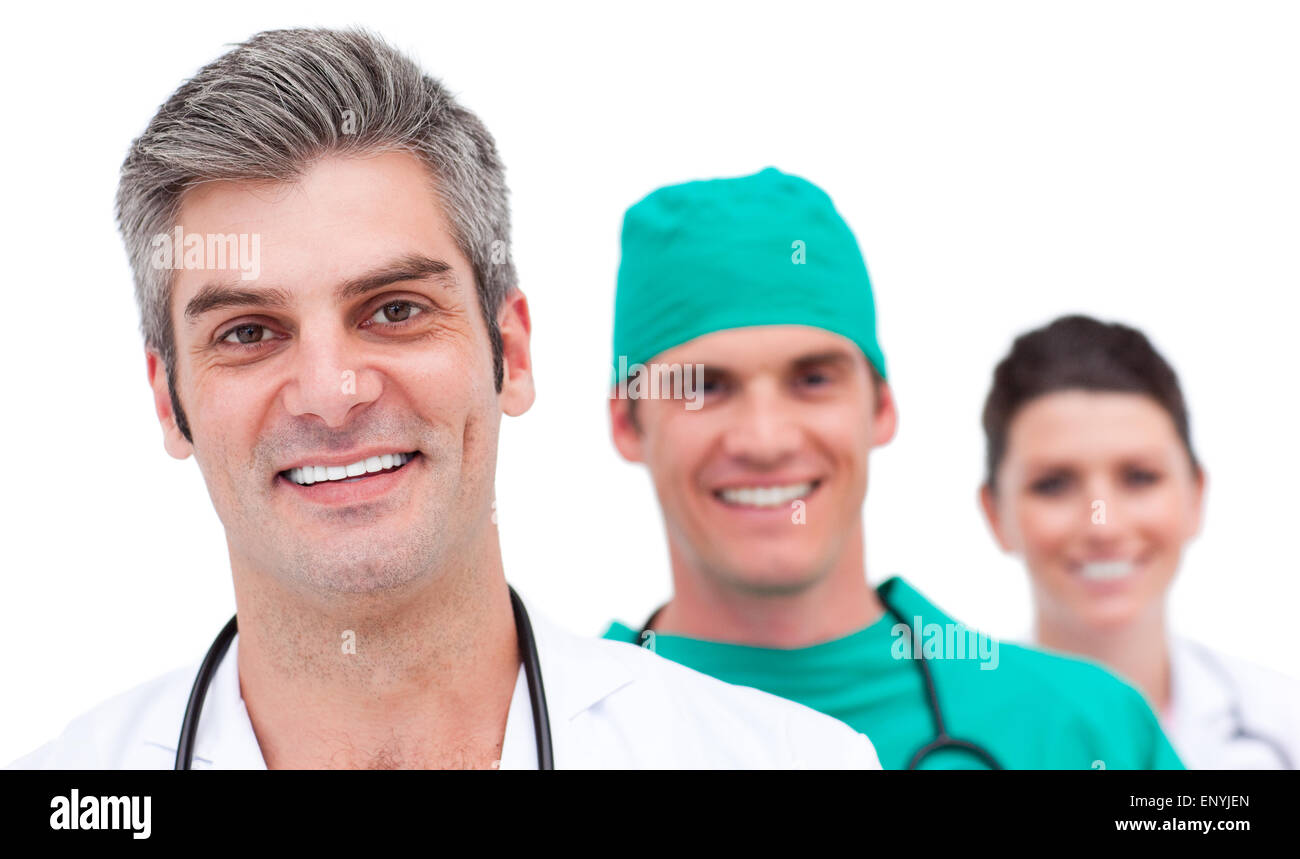 Portrait of a successful medical team against a white background Stock ...