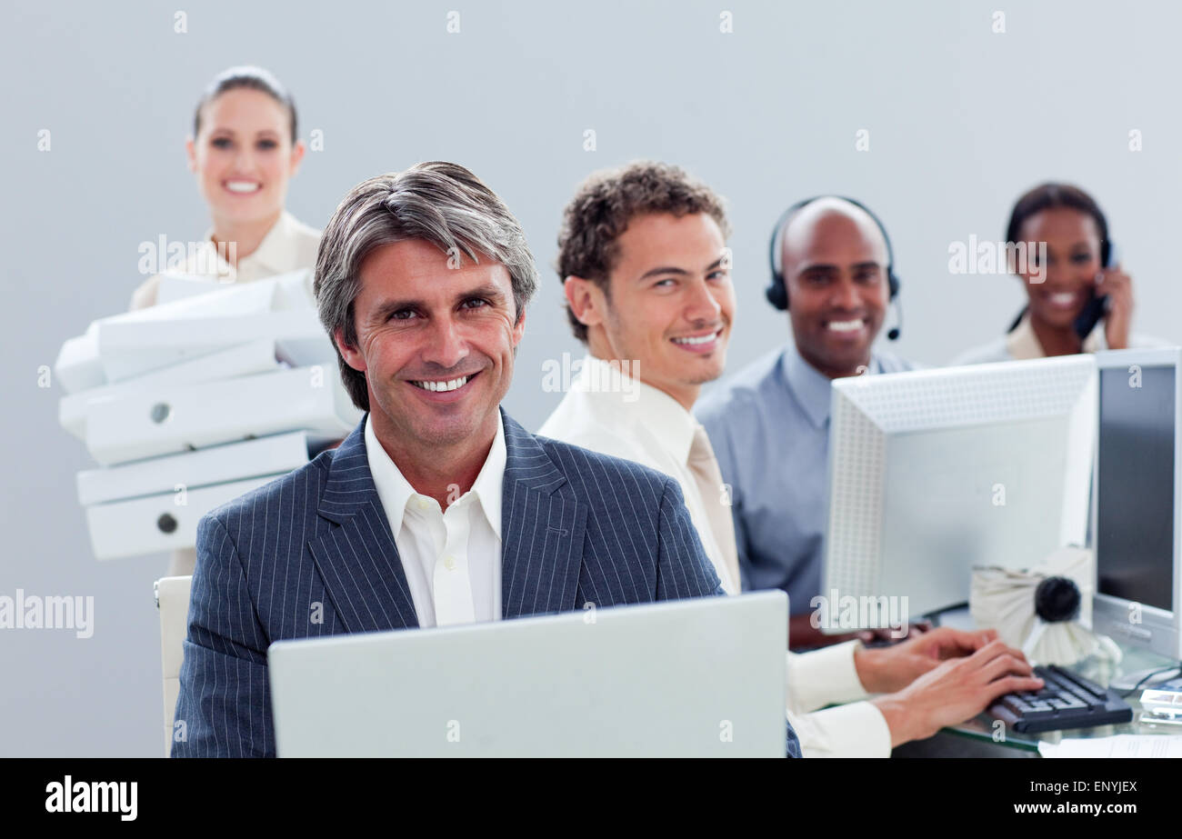 Portrait of a positive business team at work Stock Photo - Alamy