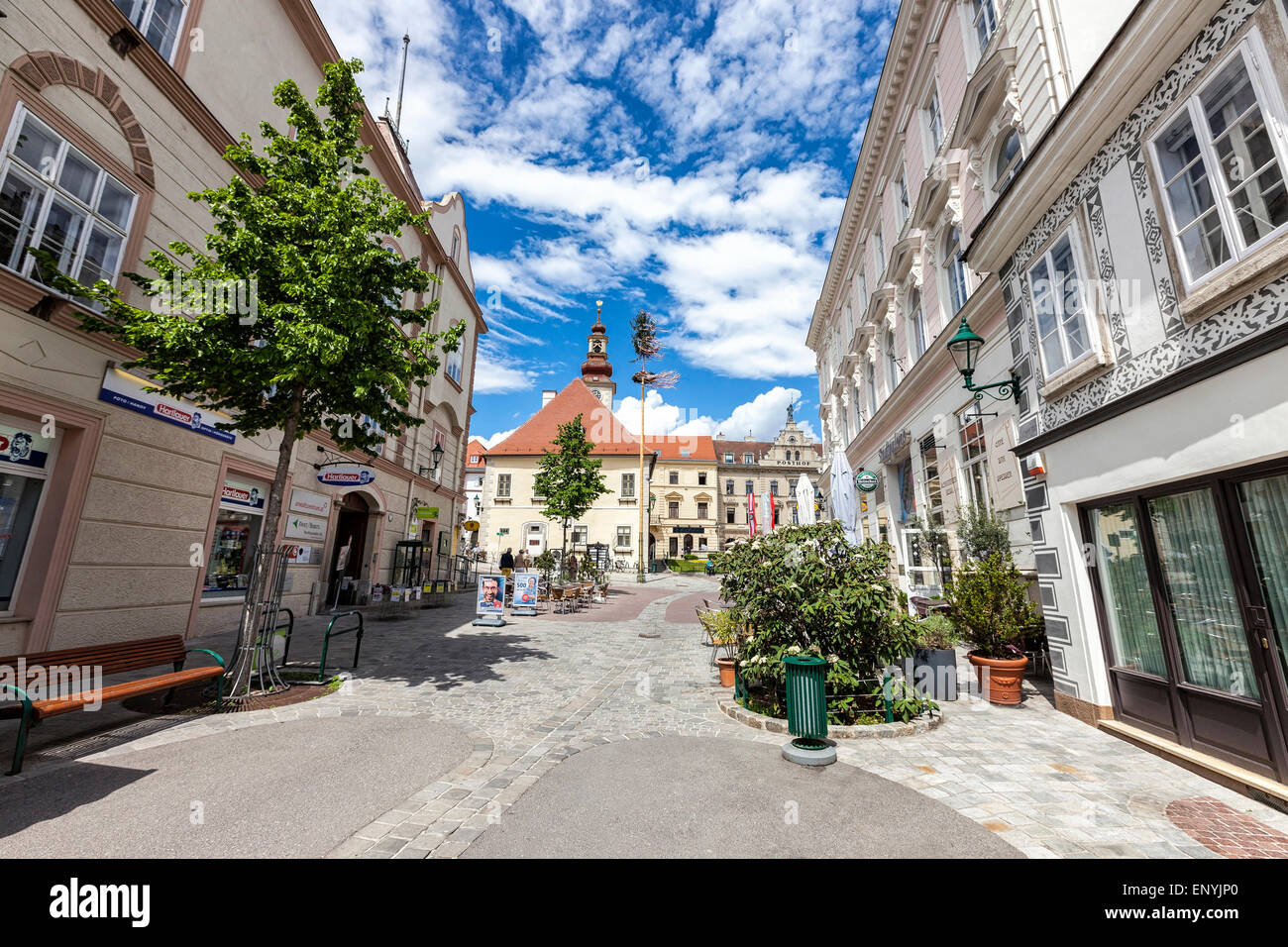 Pedestrian area in the city center of Moedling - Lower Austria Stock ...