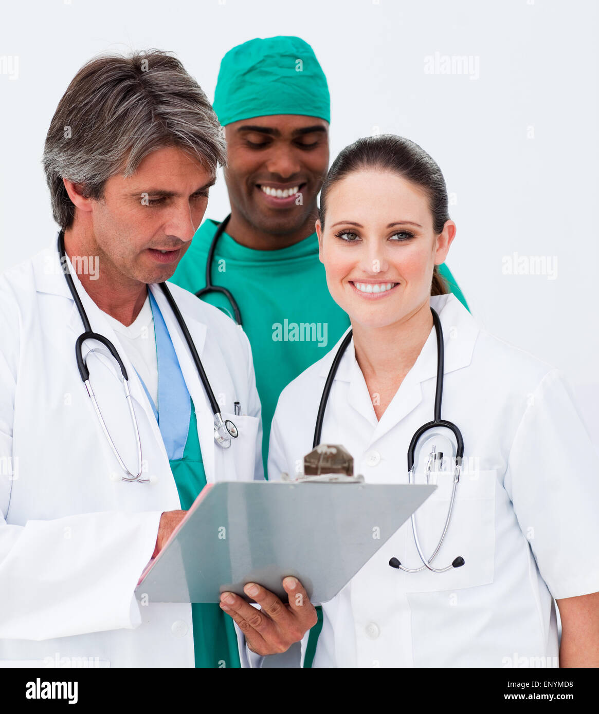 Portrait of medical team taking notes Stock Photo - Alamy