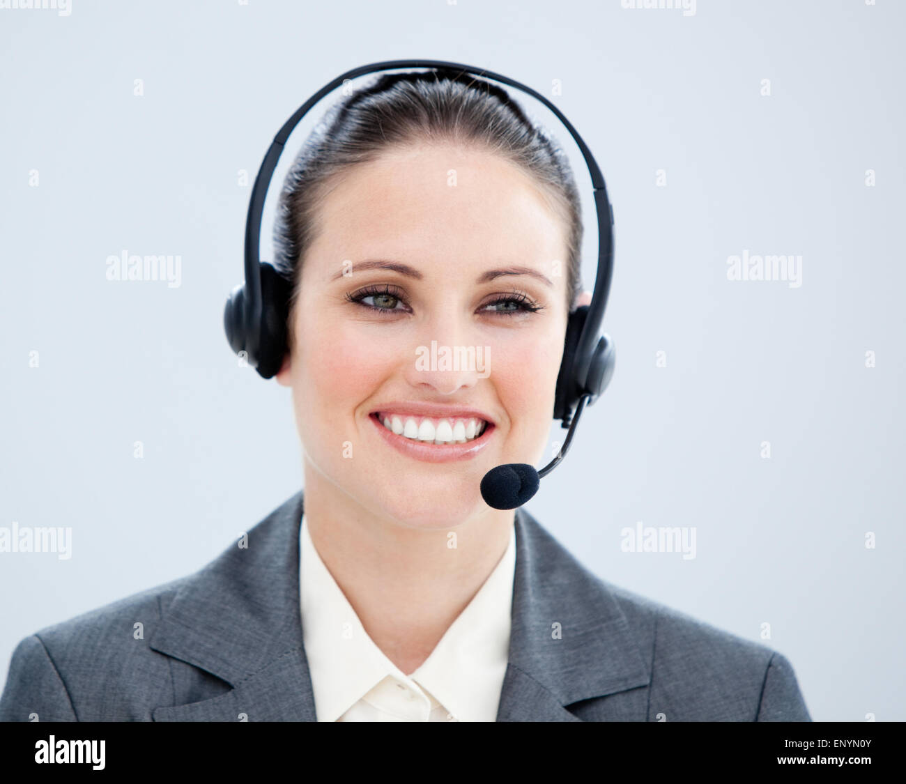 Portrait of a smiling customer agent at work Stock Photo - Alamy