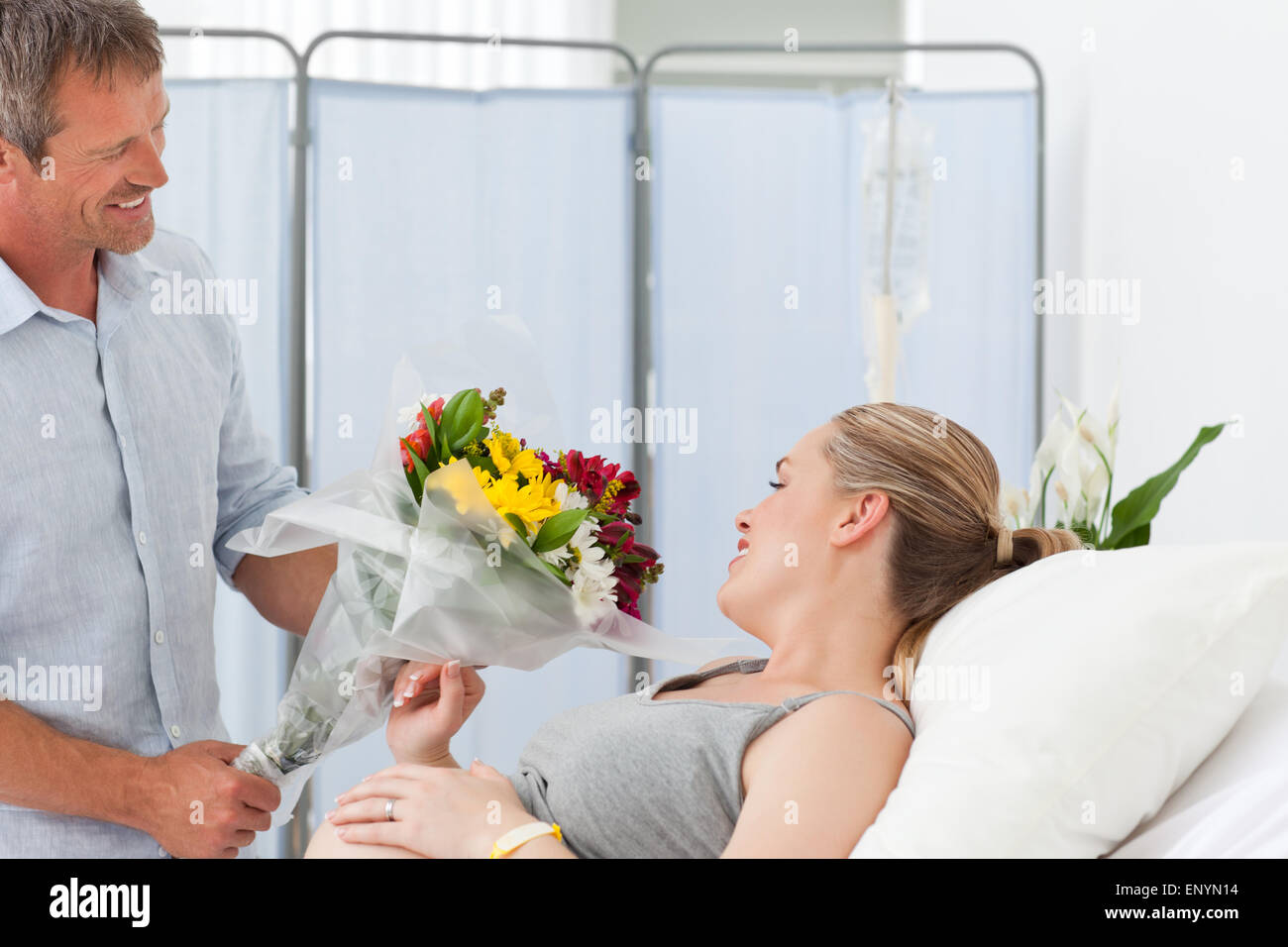 Adorable couple in a hospital room Stock Photo - Alamy