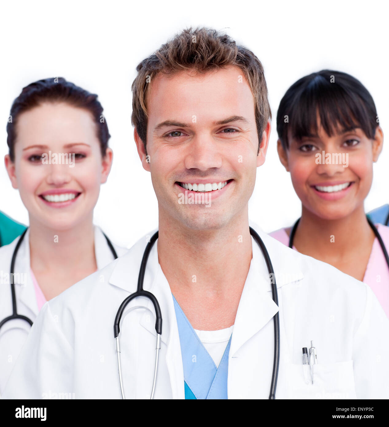Portrait of a positive medical team against a white background Stock ...