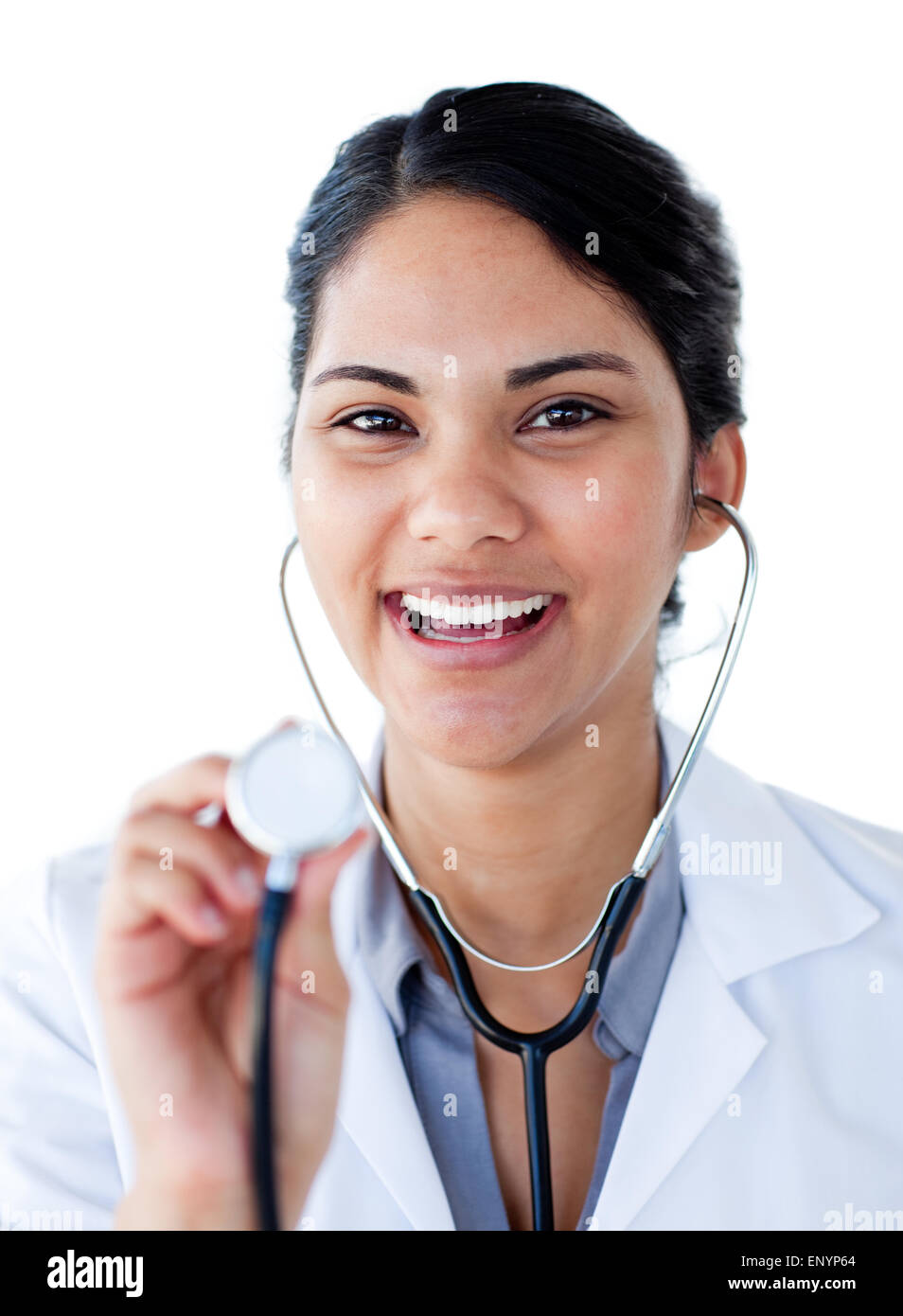 Portrait of a positive doctor holding a stethoscope Stock Photo - Alamy