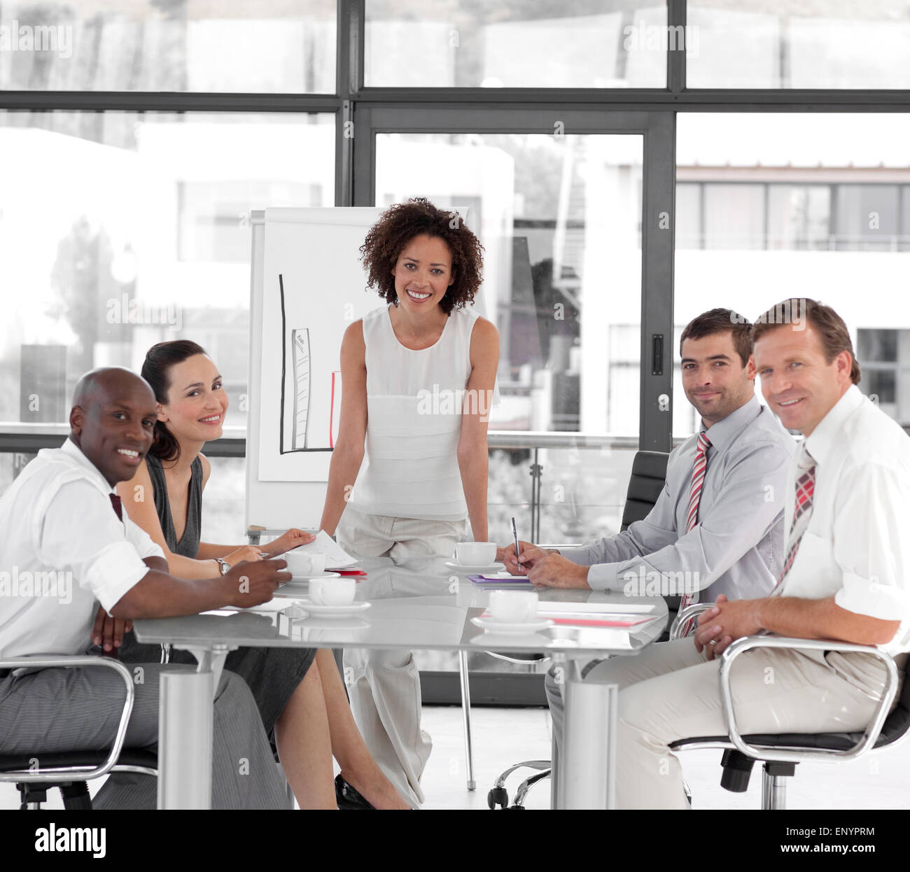 Female business woman giving a presentation Stock Photo - Alamy