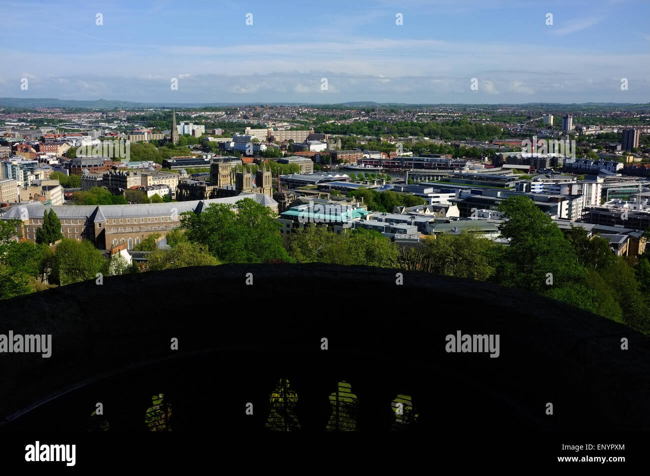 The view of Bristol from the balcony of Cabot Tower in Brandon Hill in ...