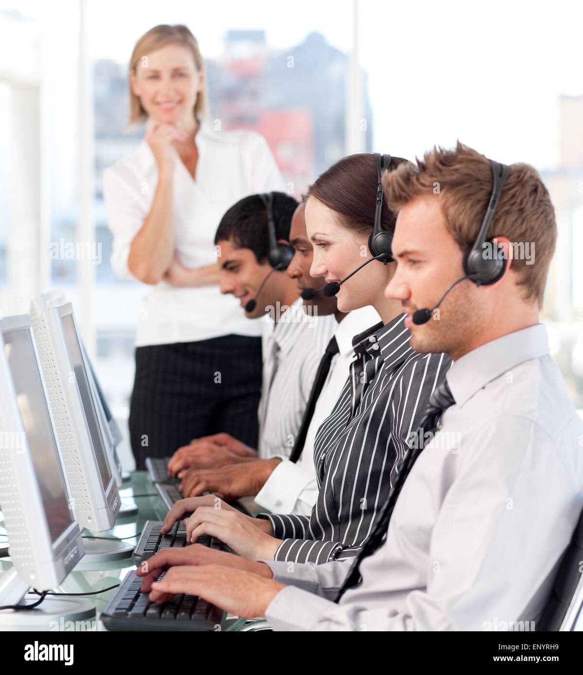 Relaxed manager leading her representative team Stock Photo - Alamy