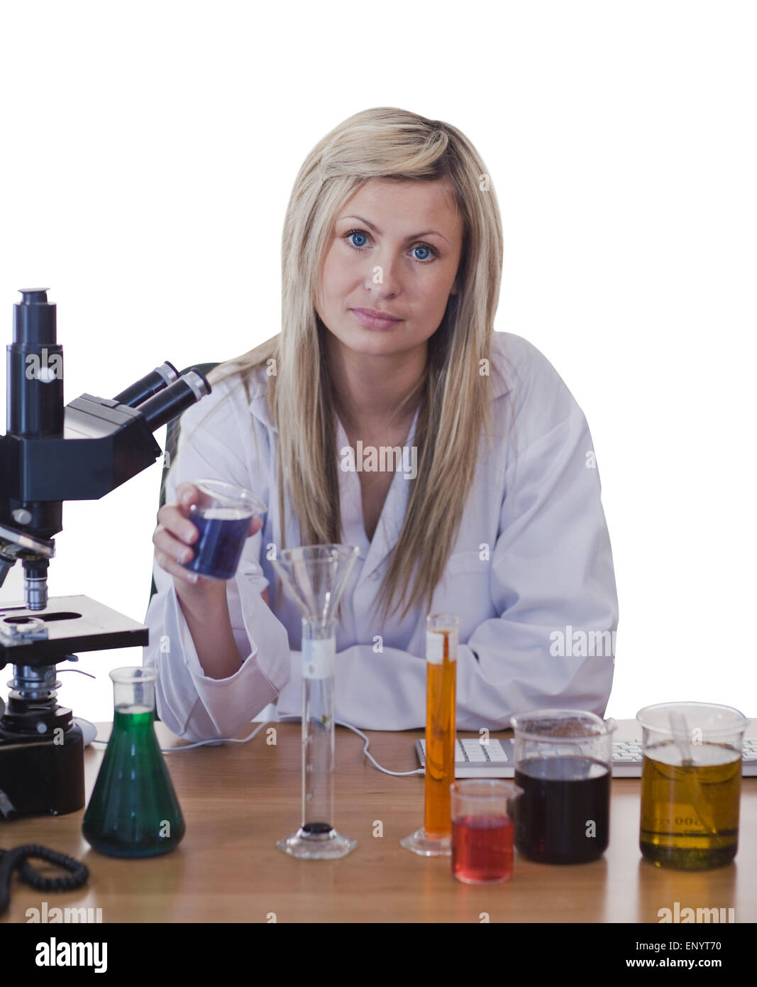 Woman scientist conducting experiment Stock Photo - Alamy