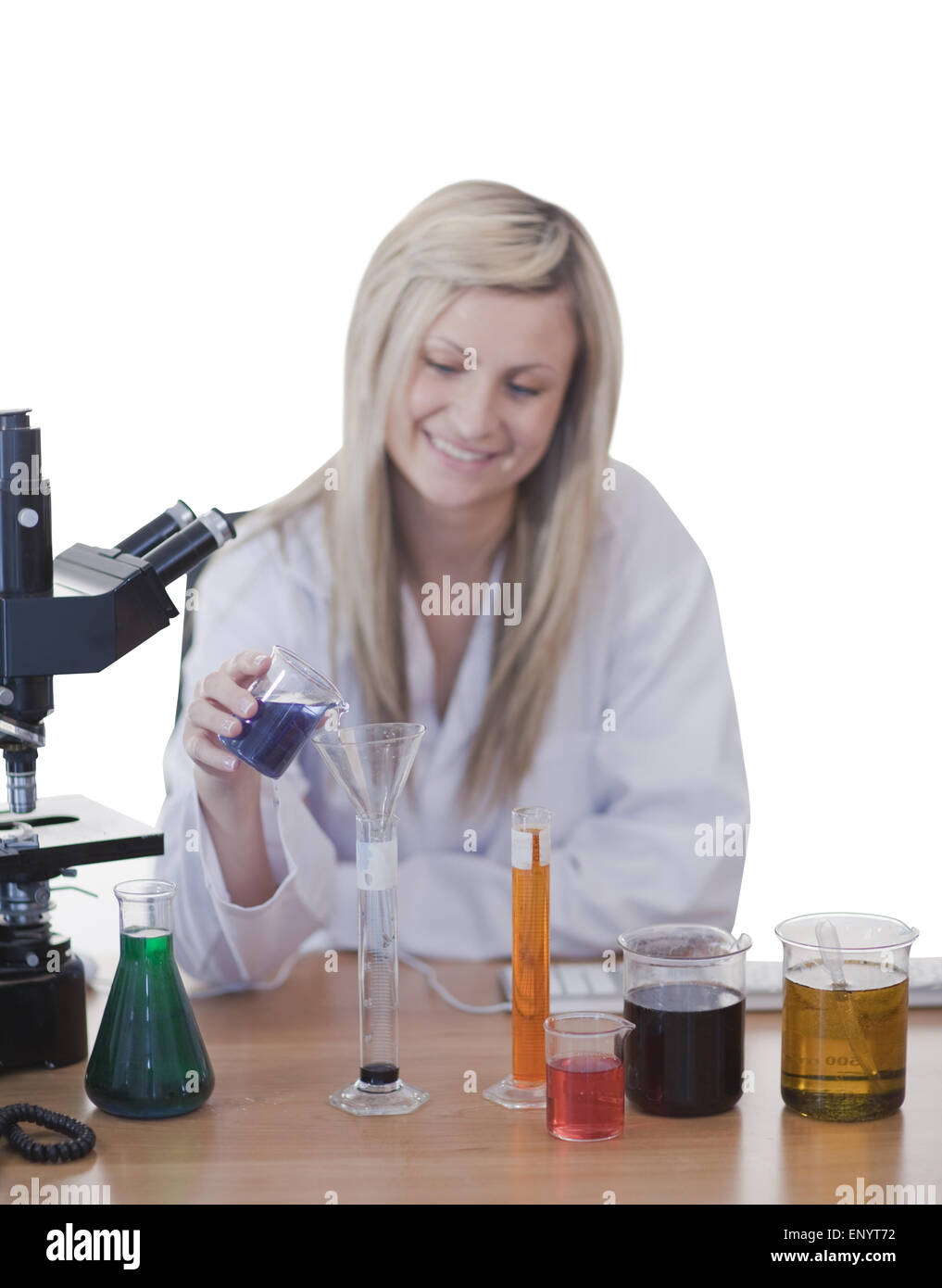 Woman scientist conducting experiment Stock Photo - Alamy