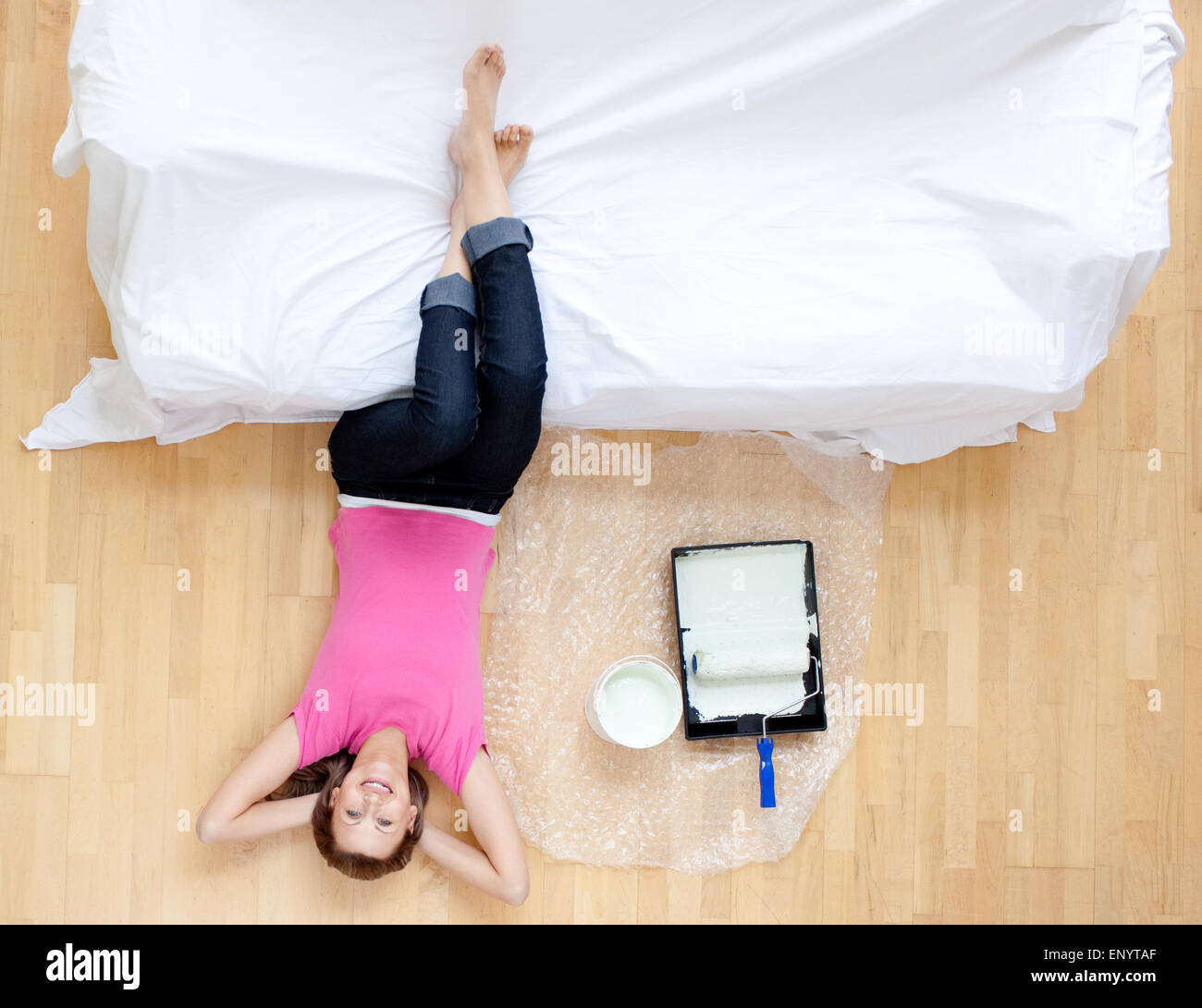 Delighted woman have a break Stock Photo - Alamy
