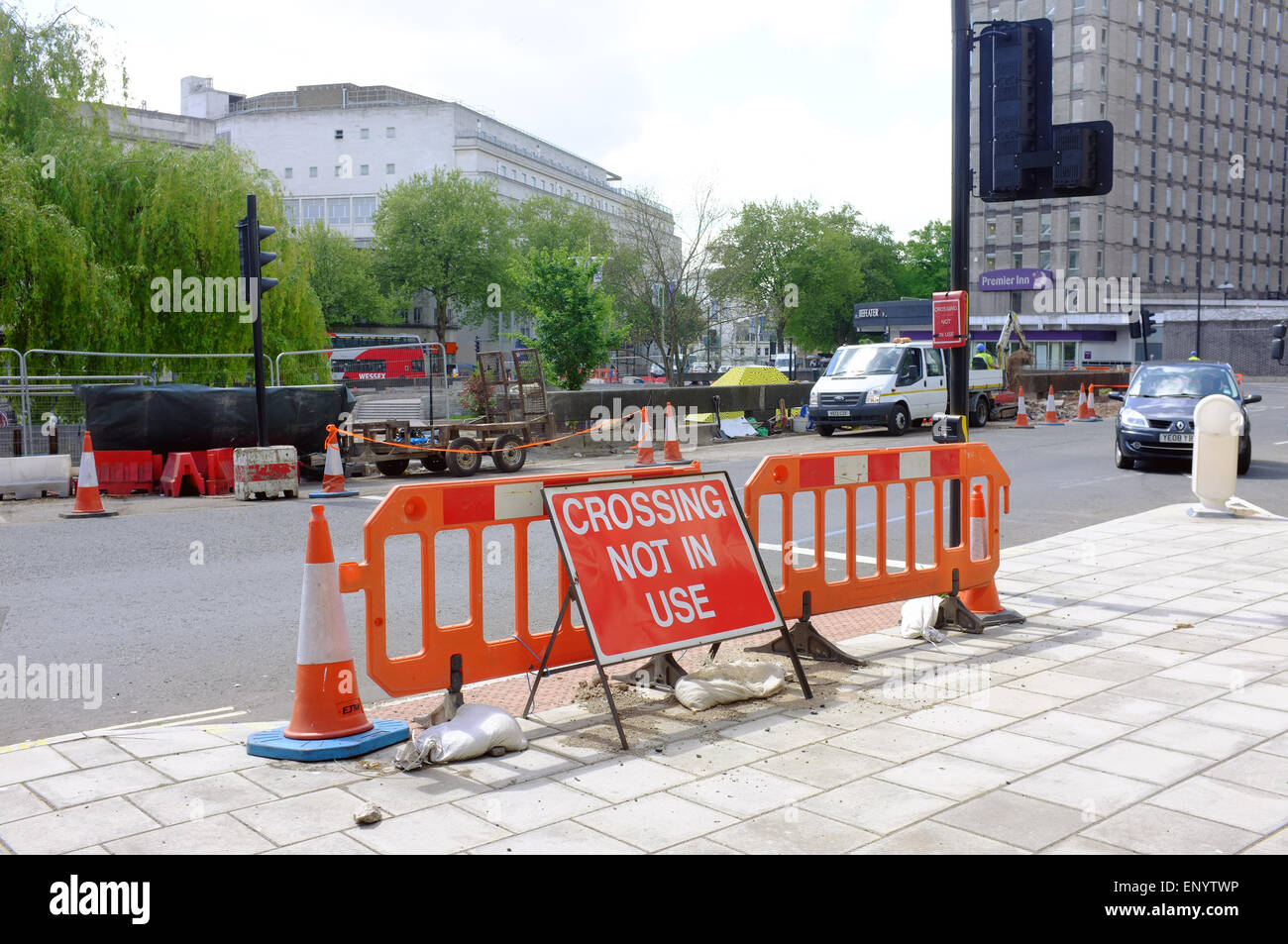 Pedestrian road barriers hi-res stock photography and images - Alamy