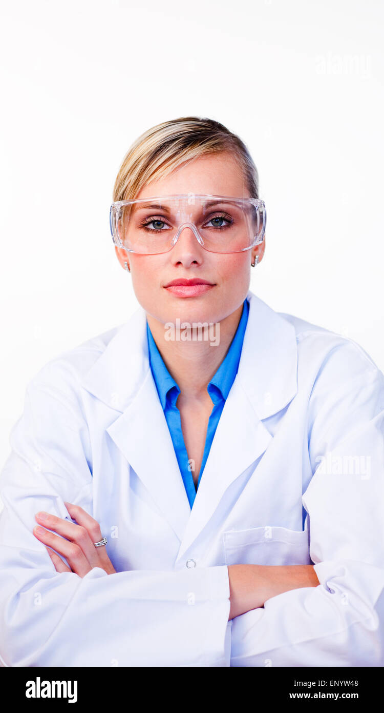Serious female scientist looking at the camera Stock Photo - Alamy