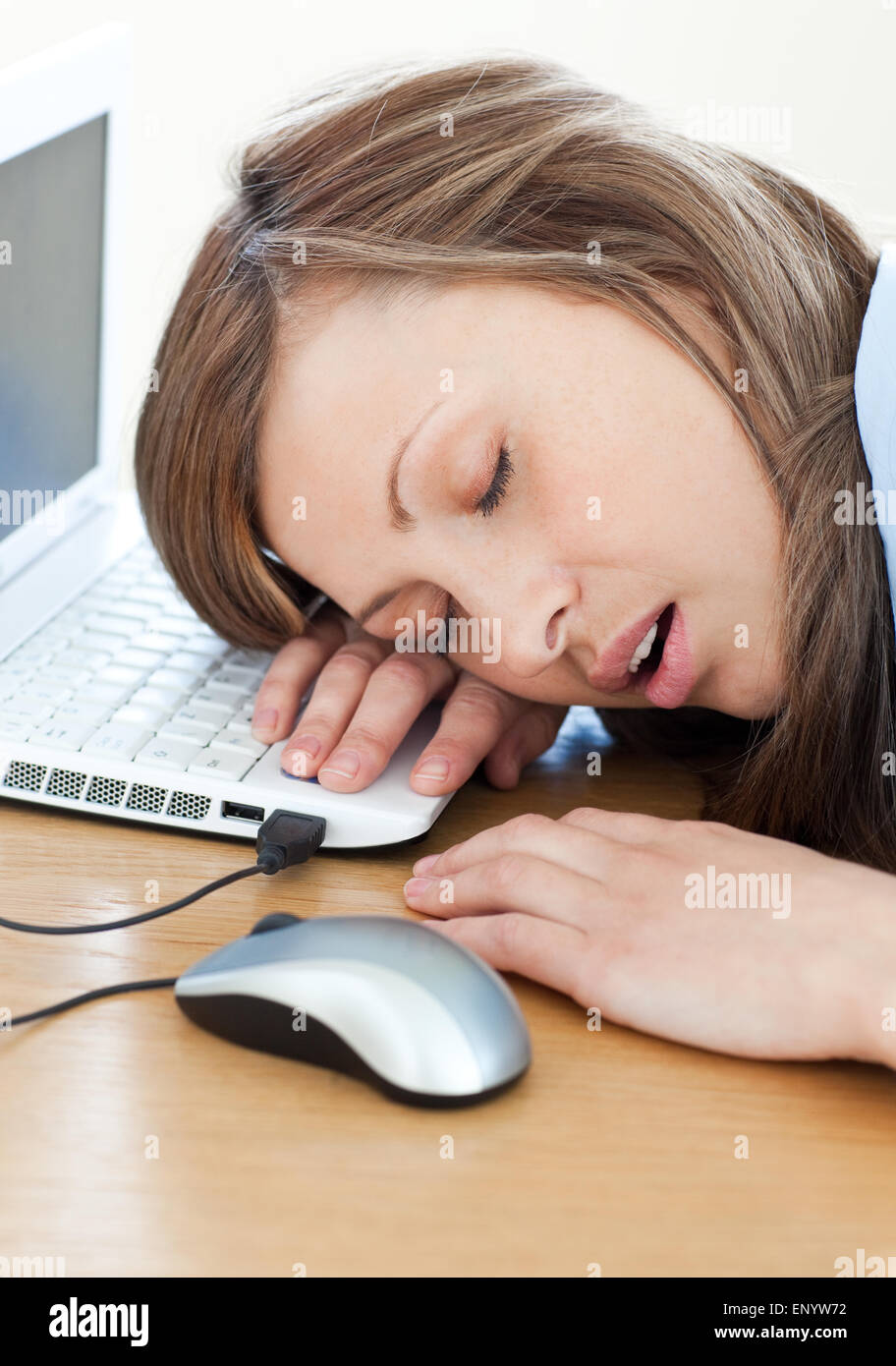 Woman sleeping on keyboard laptop hi-res stock photography and images ...