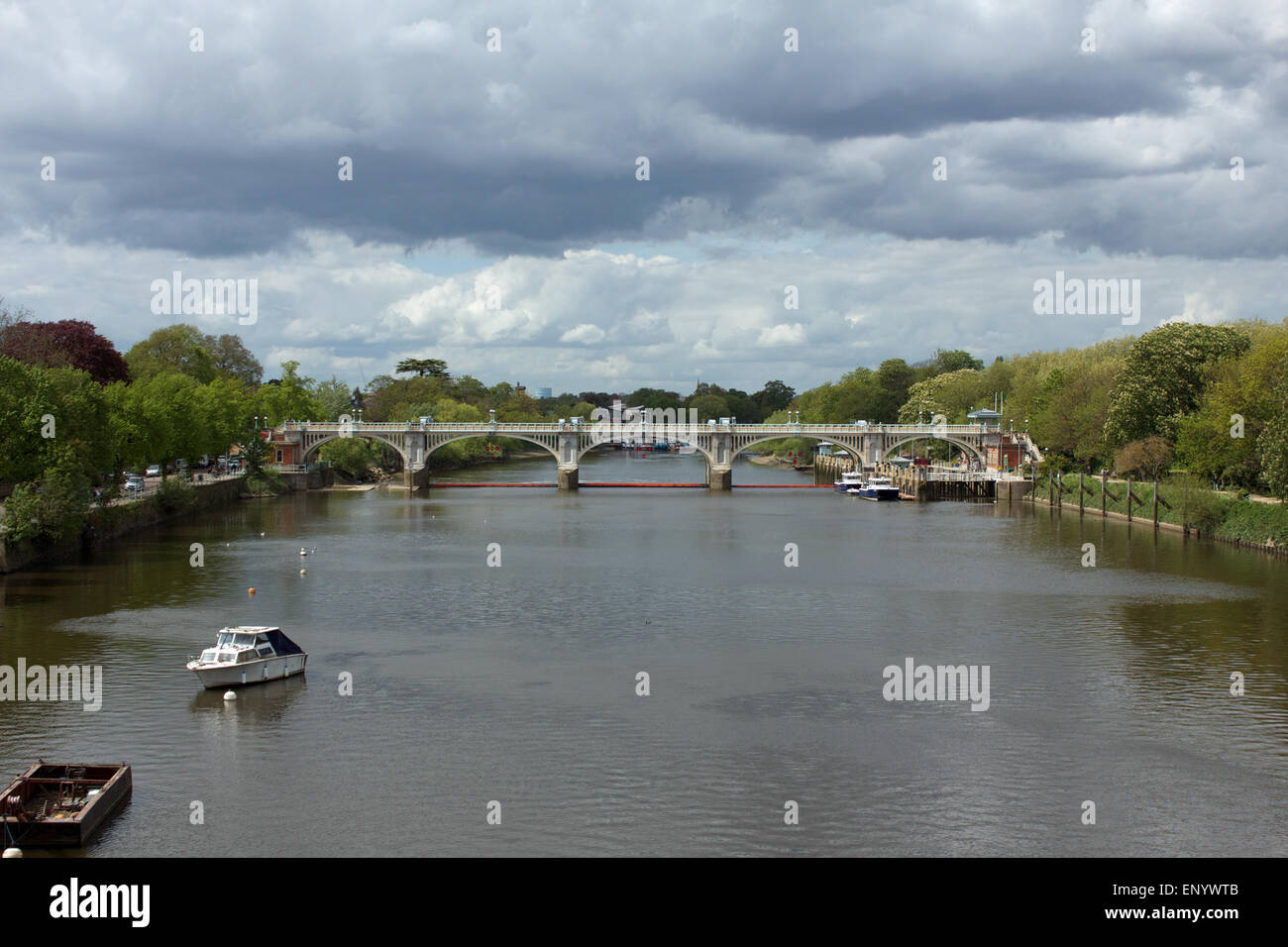 Richmond Lock and Footbridge on the River Thames, England Stock Photo ...