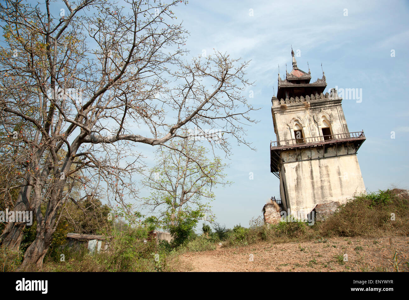 The Nanmyin 90ft leaning tower in Inwa near Mandalay is all that's left ...