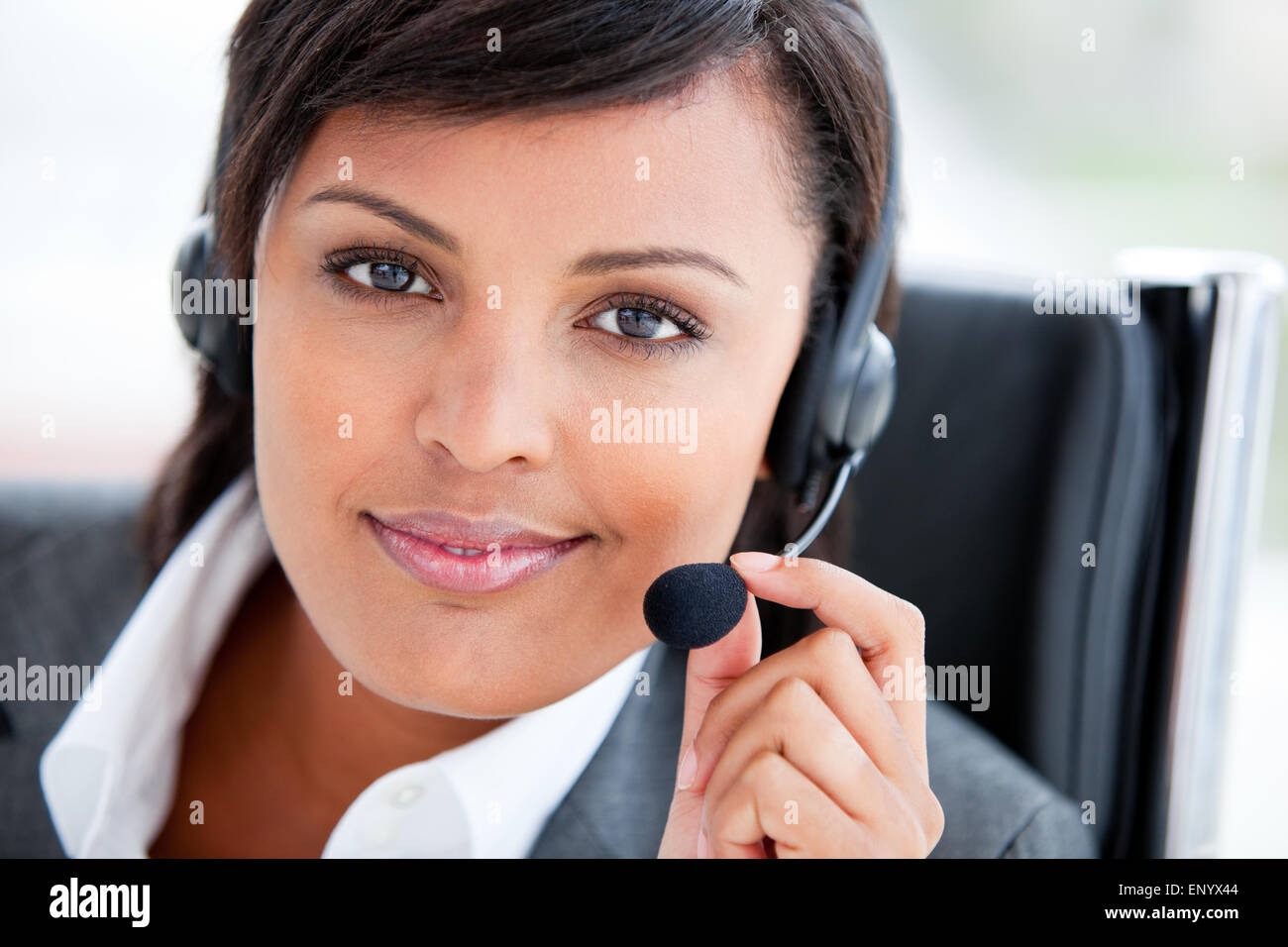 Portrait of a radiant customer service agent at work Stock Photo - Alamy