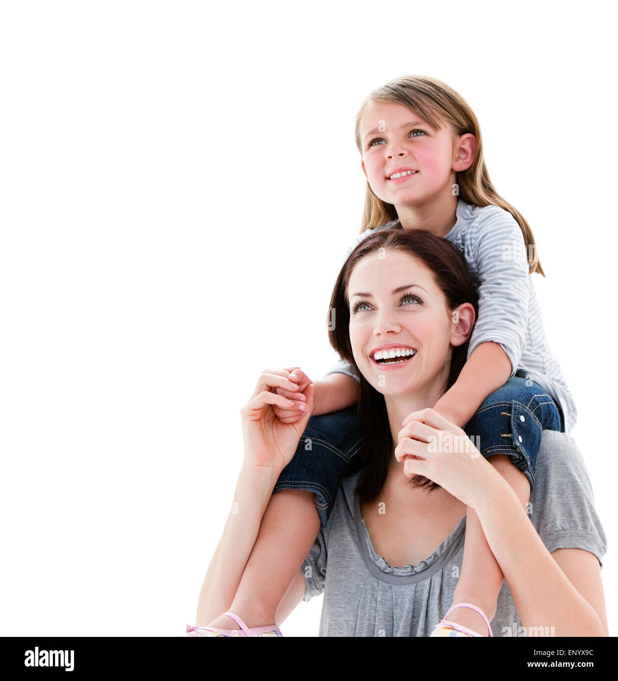 Cheerful mother giving piggyback ride to her daughter Stock Photo - Alamy