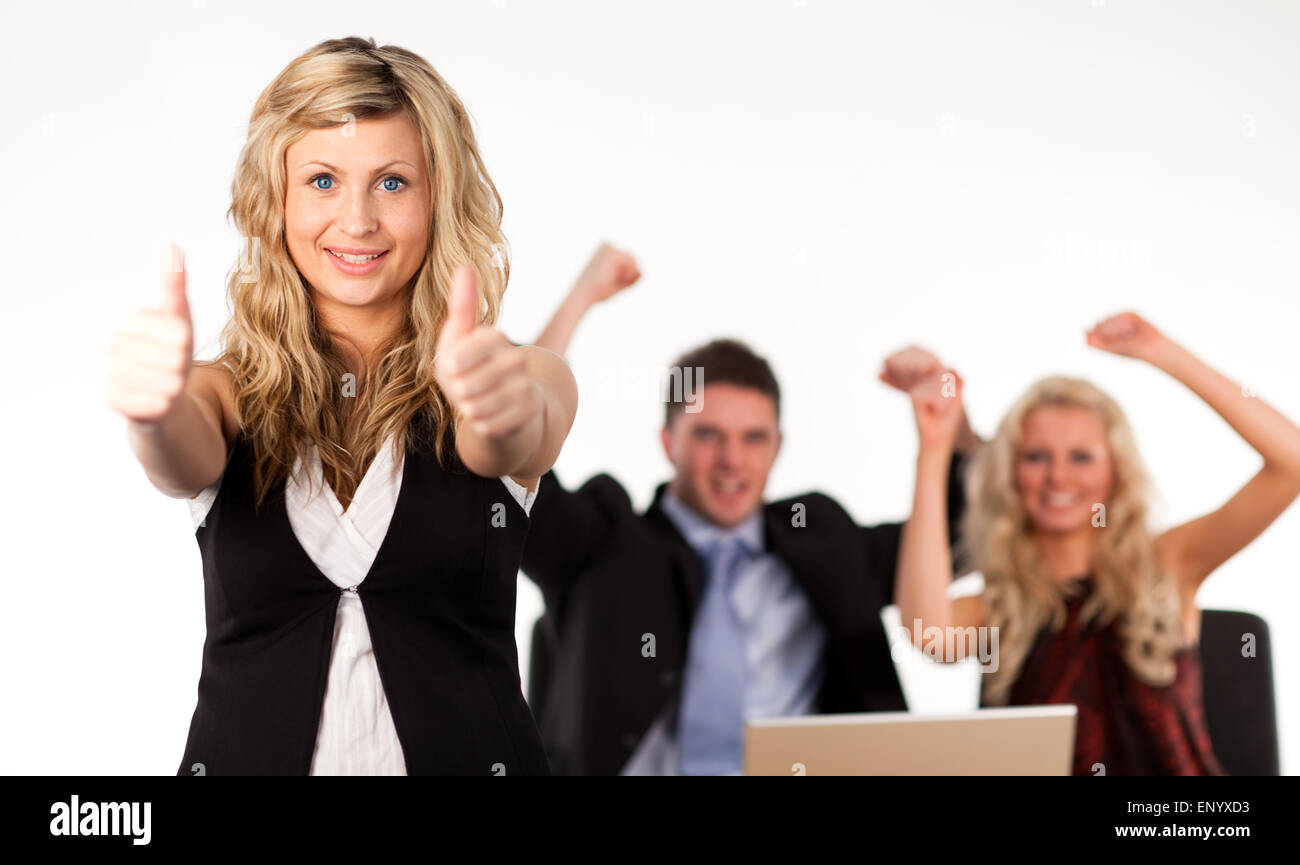 Business team Cheering Stock Photo - Alamy