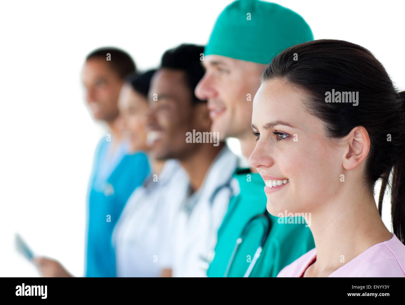 A medical group showing diversity standing in a line Stock Photo - Alamy