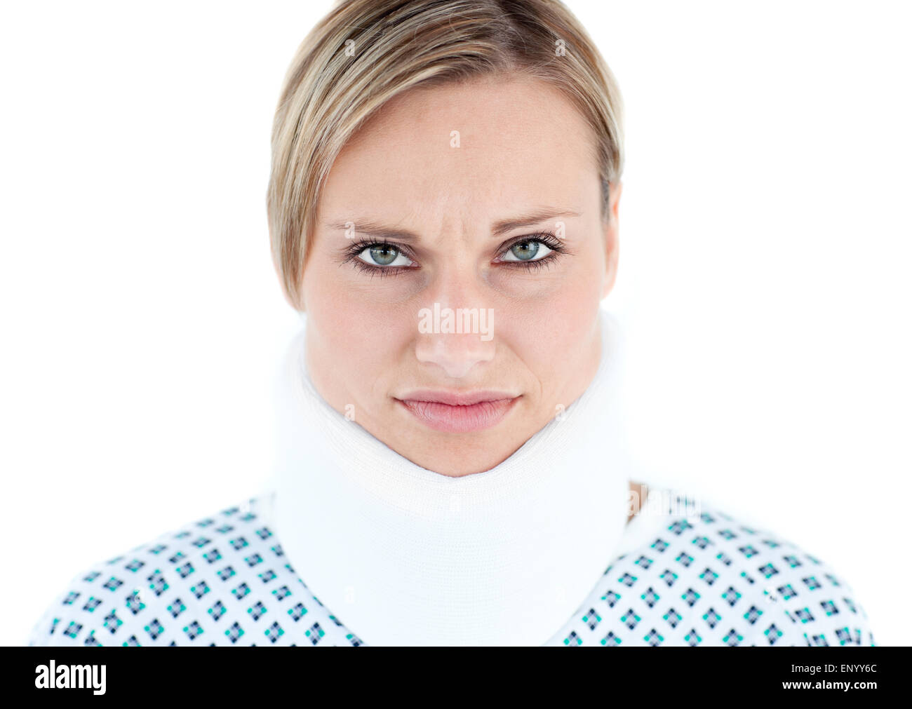A portrait of a suffering woman against white background Stock Photo ...
