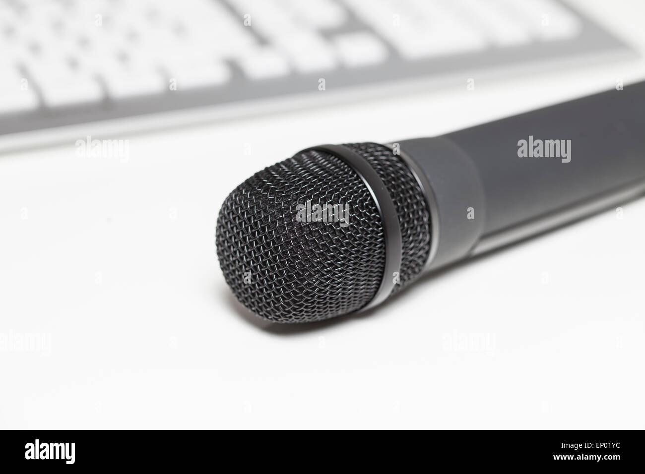 Microphone on desk Stock Photo - Alamy