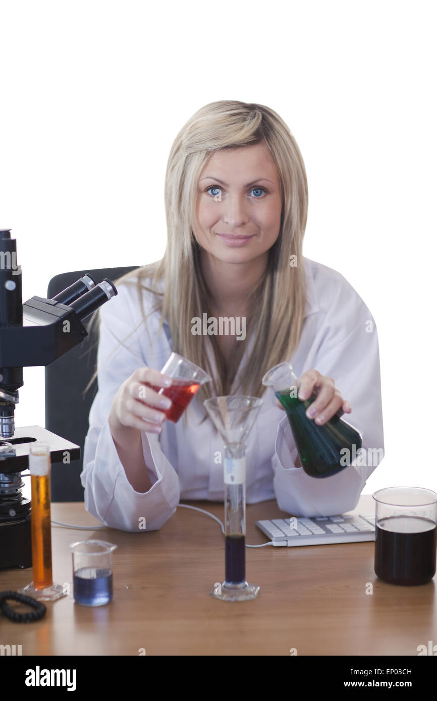 Woman scientist conducting experiment Stock Photo - Alamy