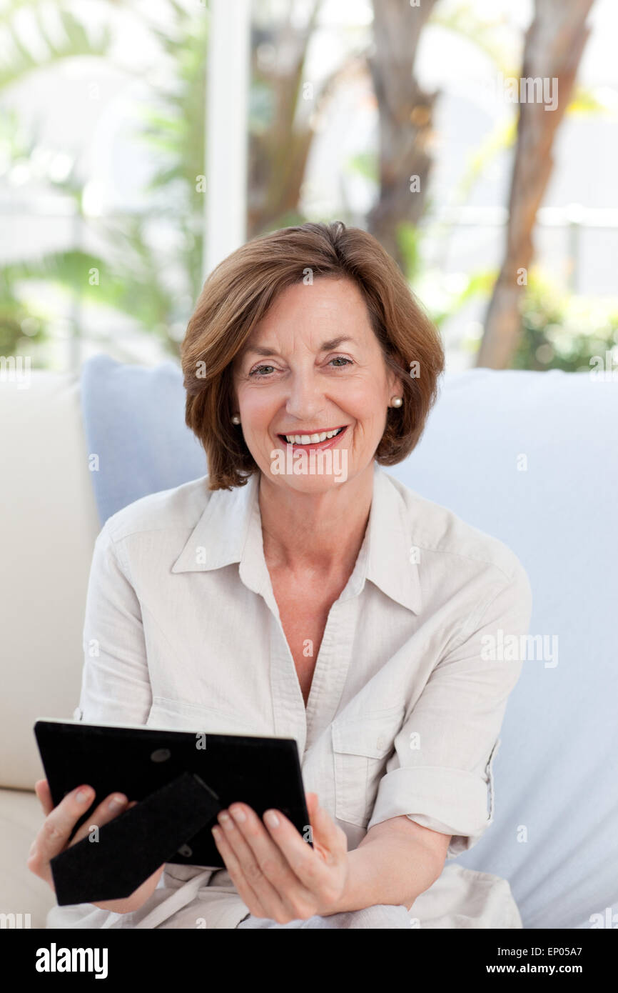 Woman looking at her photo Stock Photo - Alamy