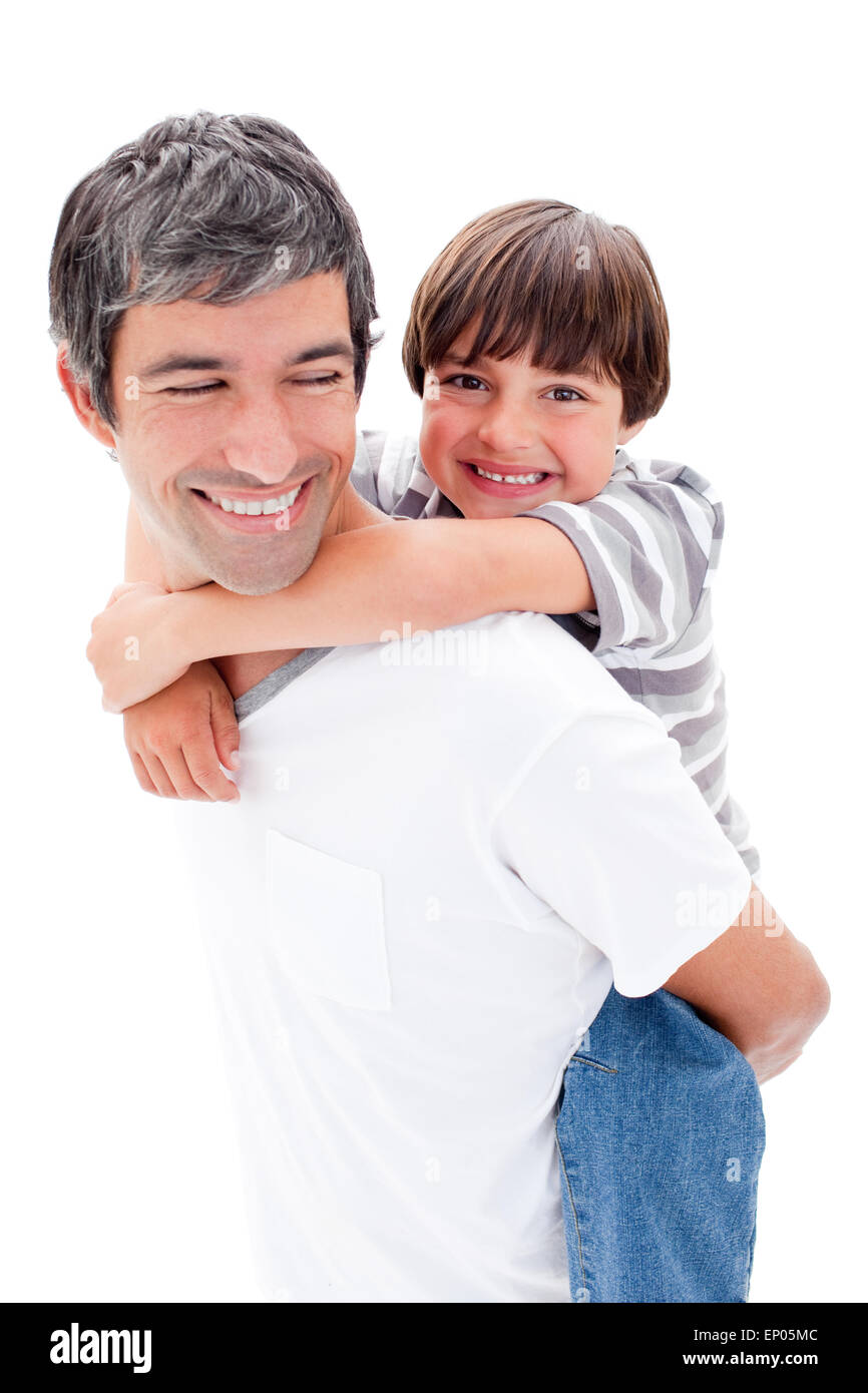 Close-up of father giving his son piggyback ride Stock Photo - Alamy