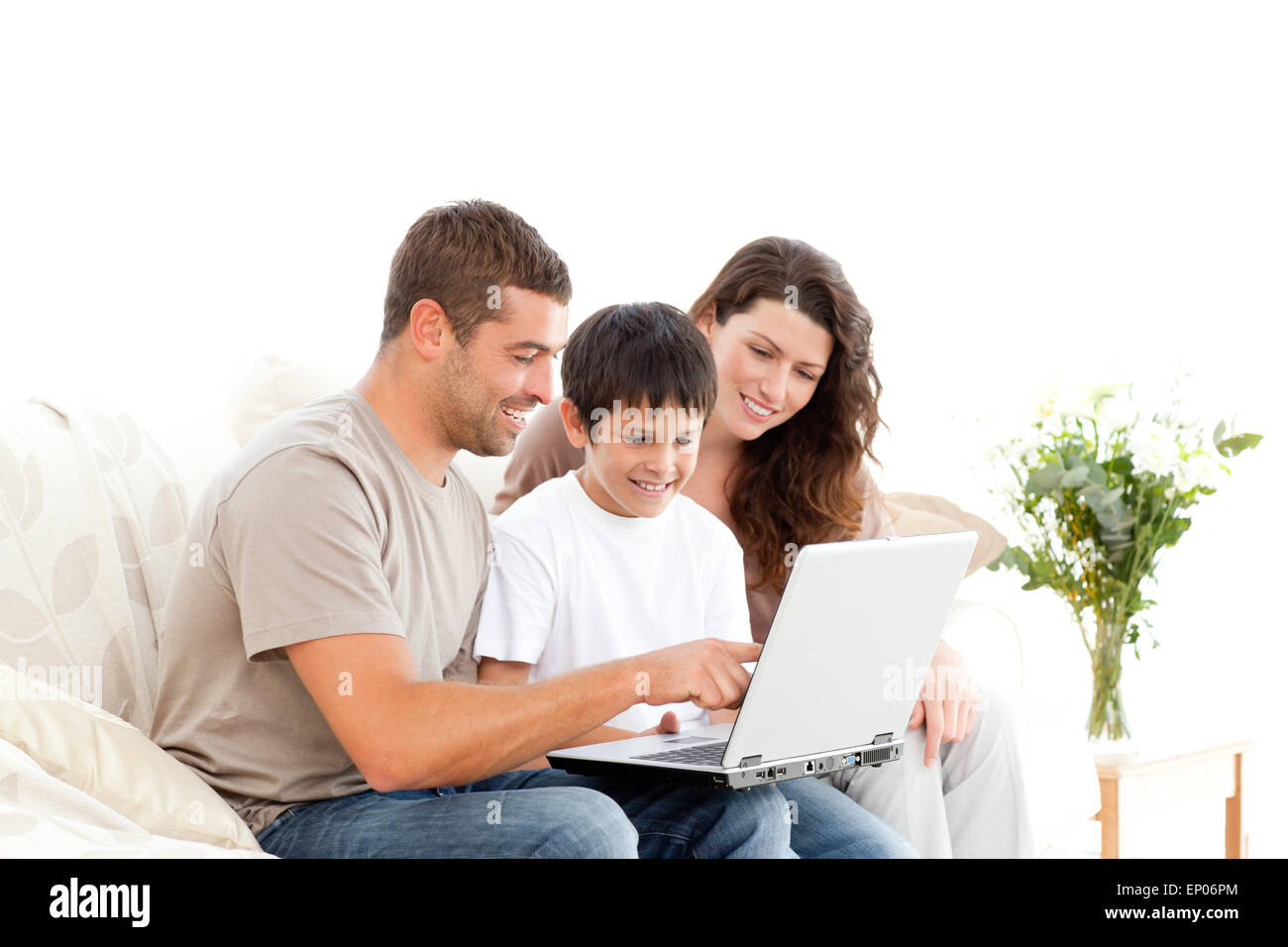 Handsome man showing something on the laptop screen Stock Photo - Alamy