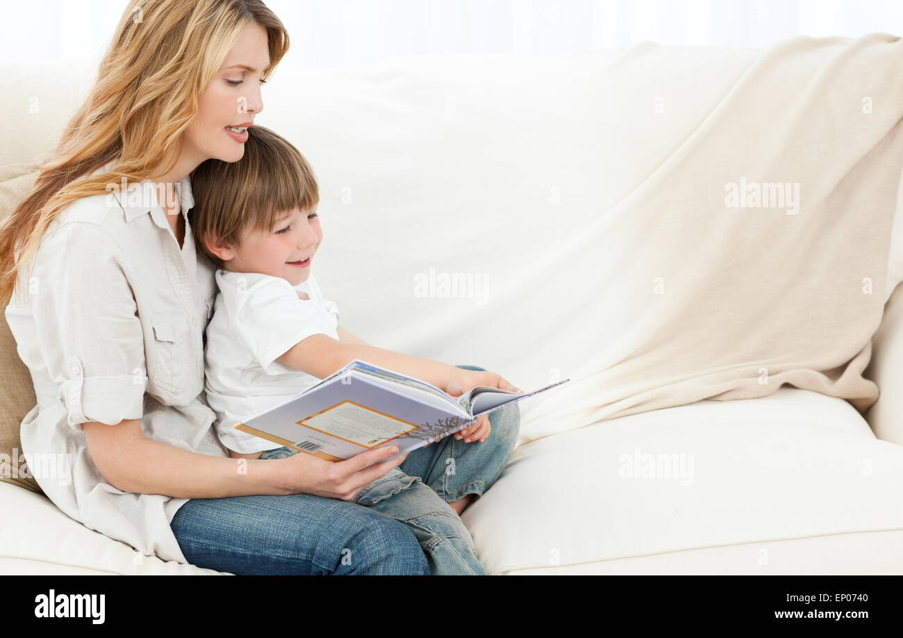 Mother reading with her son Stock Photo - Alamy