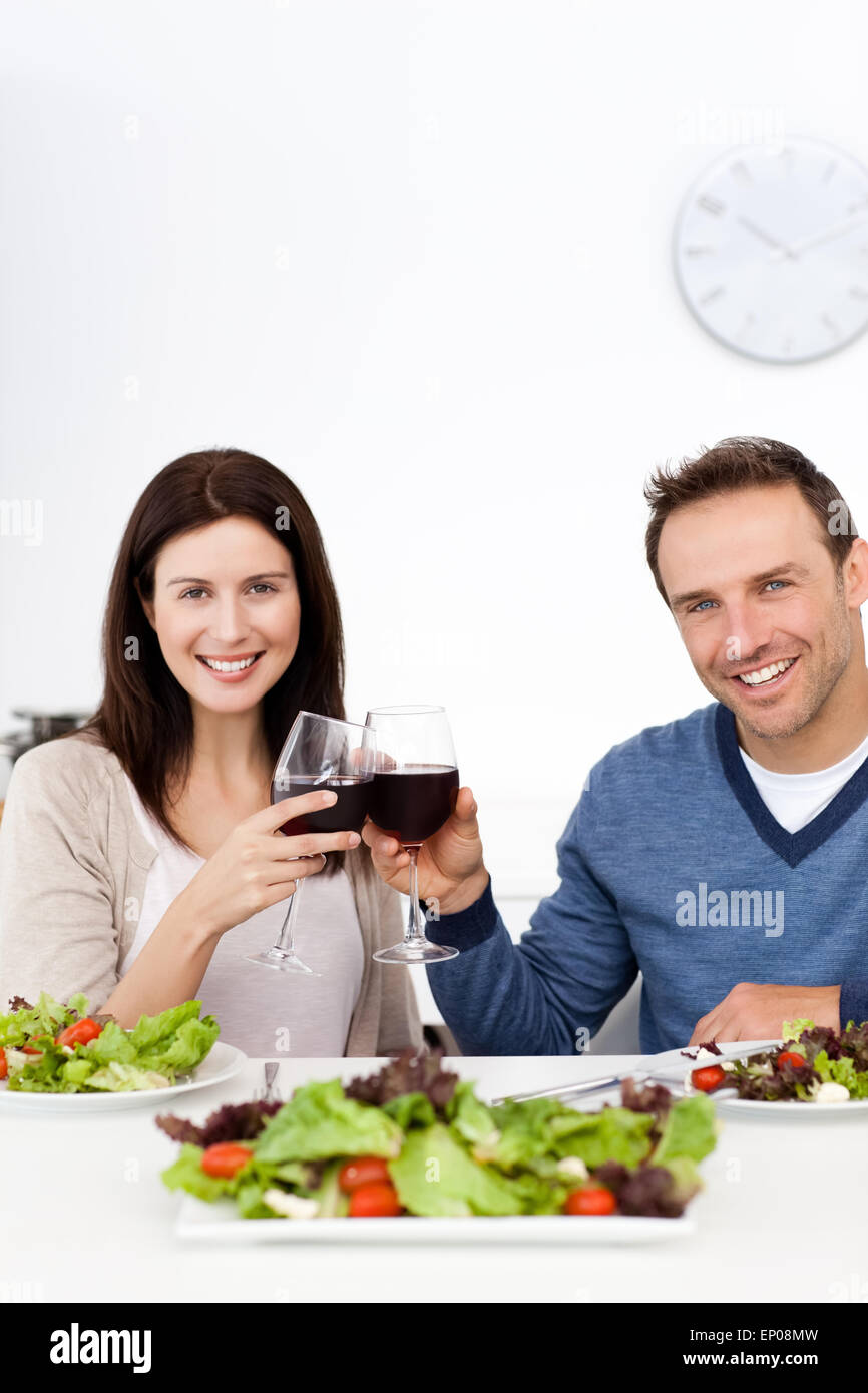 Smiling lovely couple drinking wine hi-res stock photography and images ...