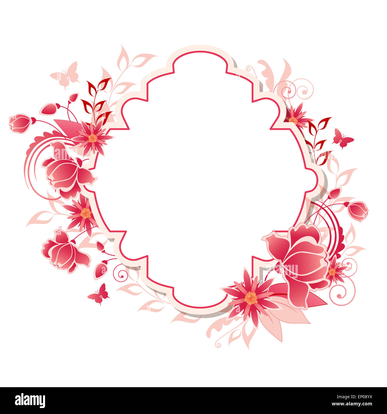 Decorative background with red and pink flowers Stock Photo - Alamy