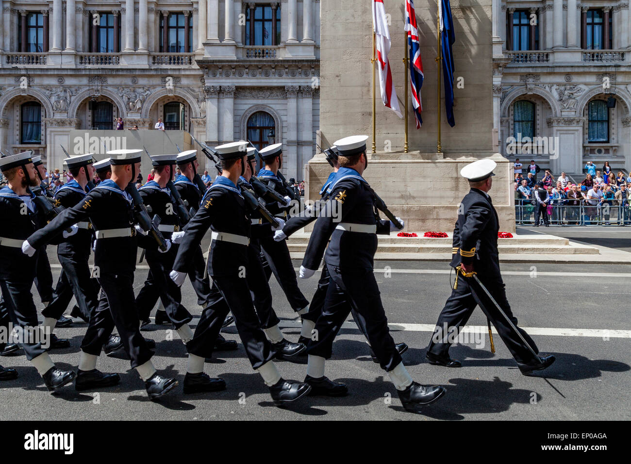 A Service Attachment Of The Royal Navy March Past The Cenotaph As Part ...