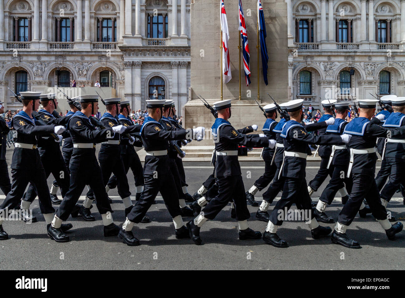A Service Attachment Of The Royal Navy March Past The Cenotaph As Part ...