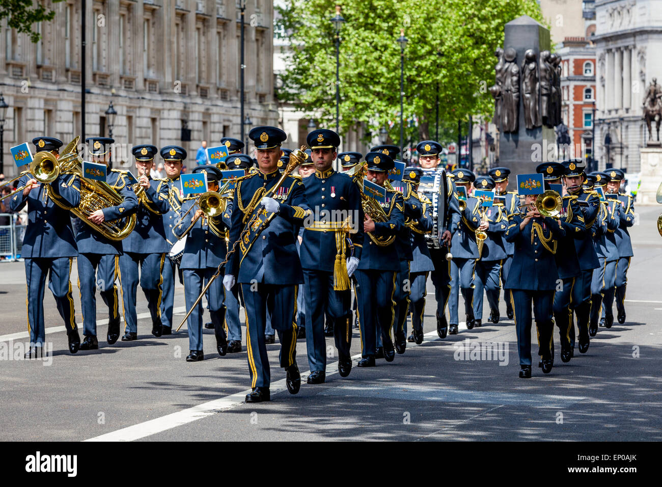 The Royal Air Force Band March Down Whitehall As Part Of The 70th ...