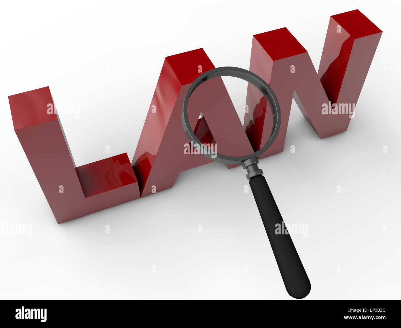 LAN - 3D text with magnifier over white background Stock Photo - Alamy