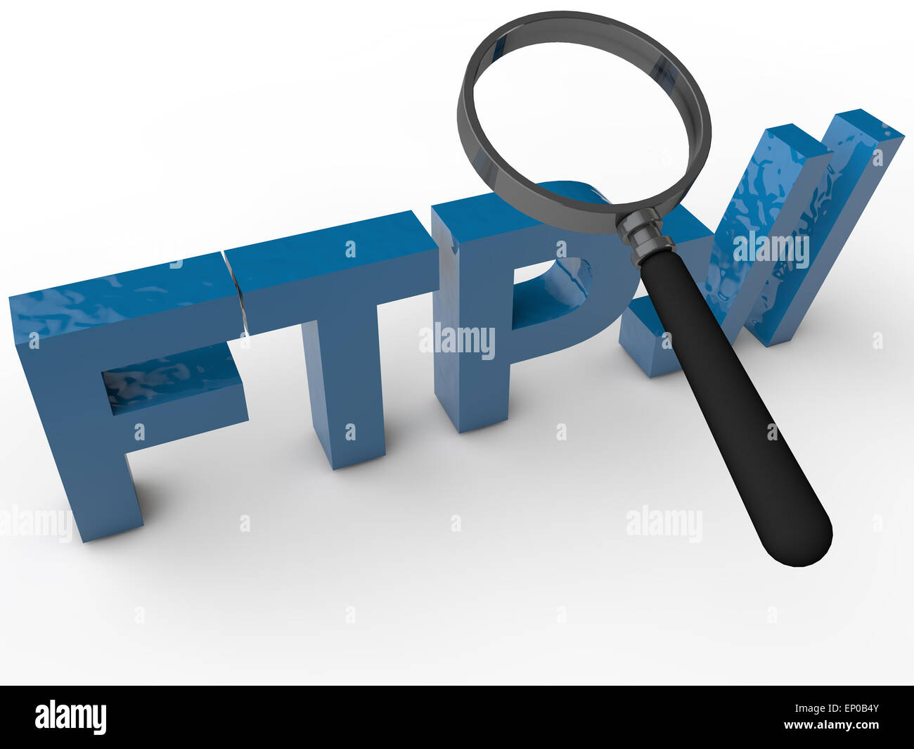 FTP - 3D Text with magnifier over white Background Stock Photo - Alamy