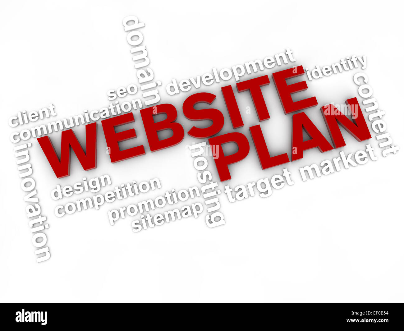 Website Plan Word cloud over white background Stock Photo - Alamy