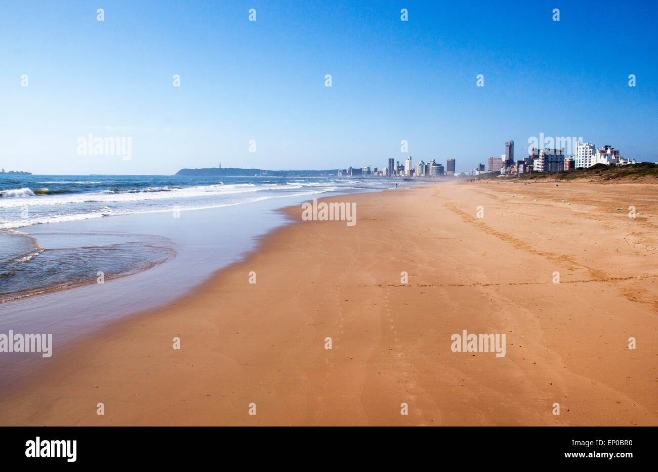 low tide at Durban beach front with hotels in background Stock Photo ...