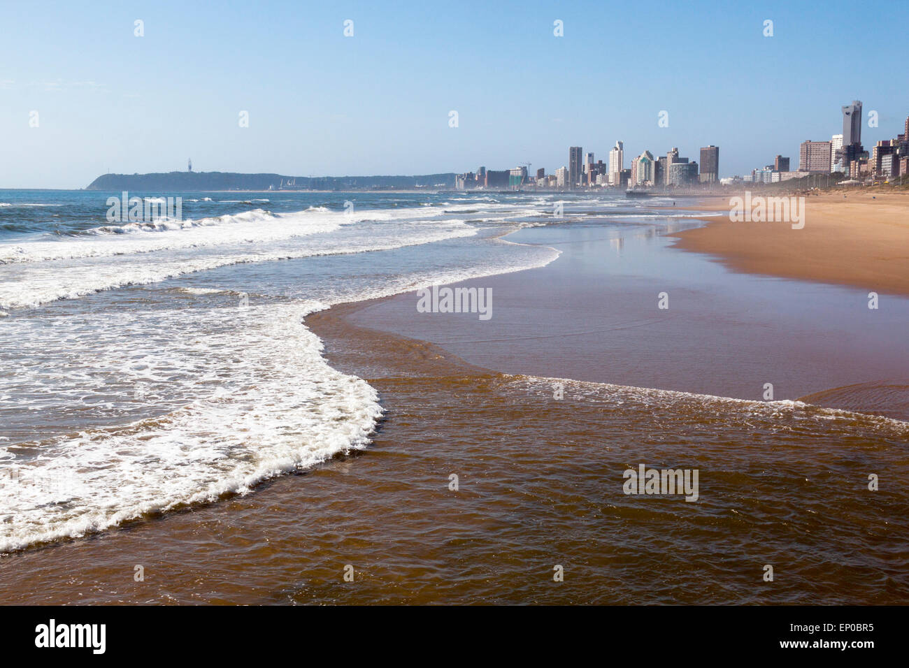 Durban's incoming tide with hotels in background Stock Photo - Alamy