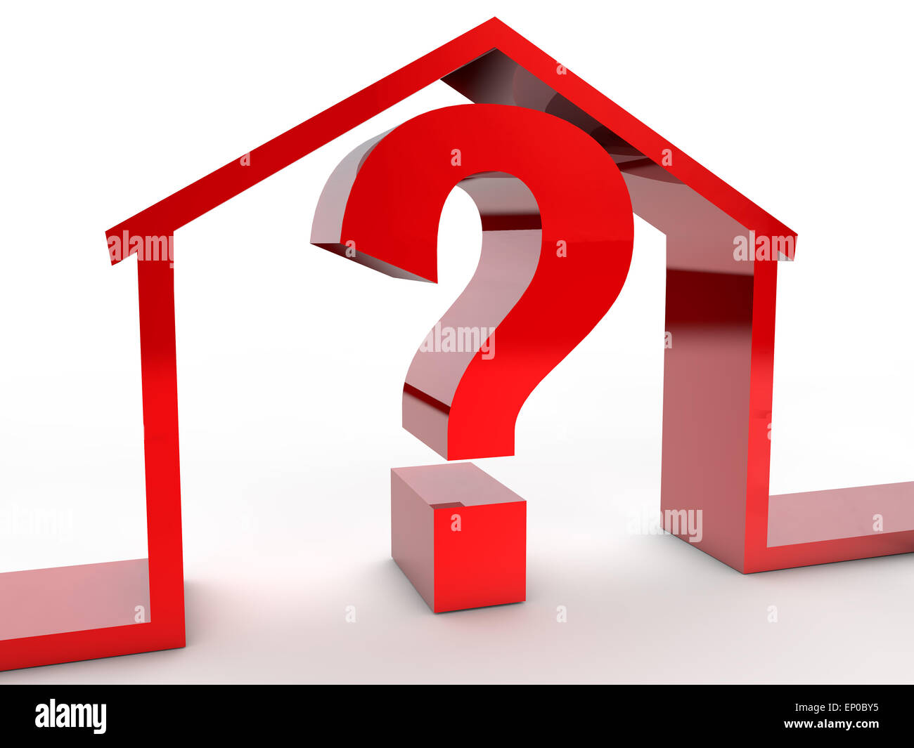Question Mark and house over white background Stock Photo - Alamy