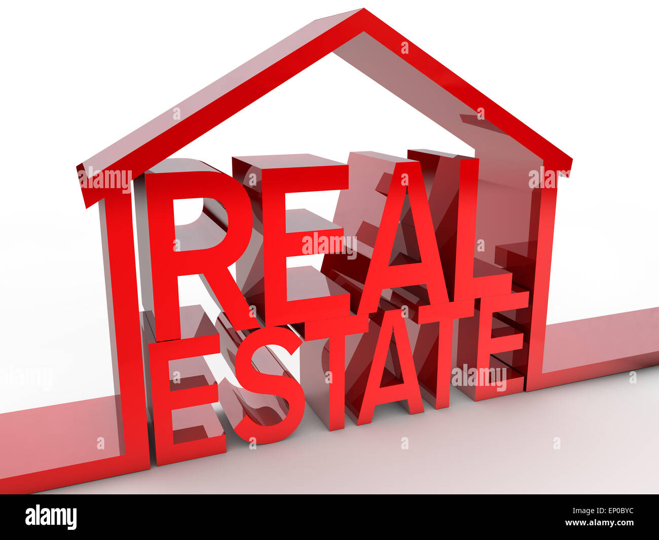 red Real Estate House over white background Stock Photo - Alamy