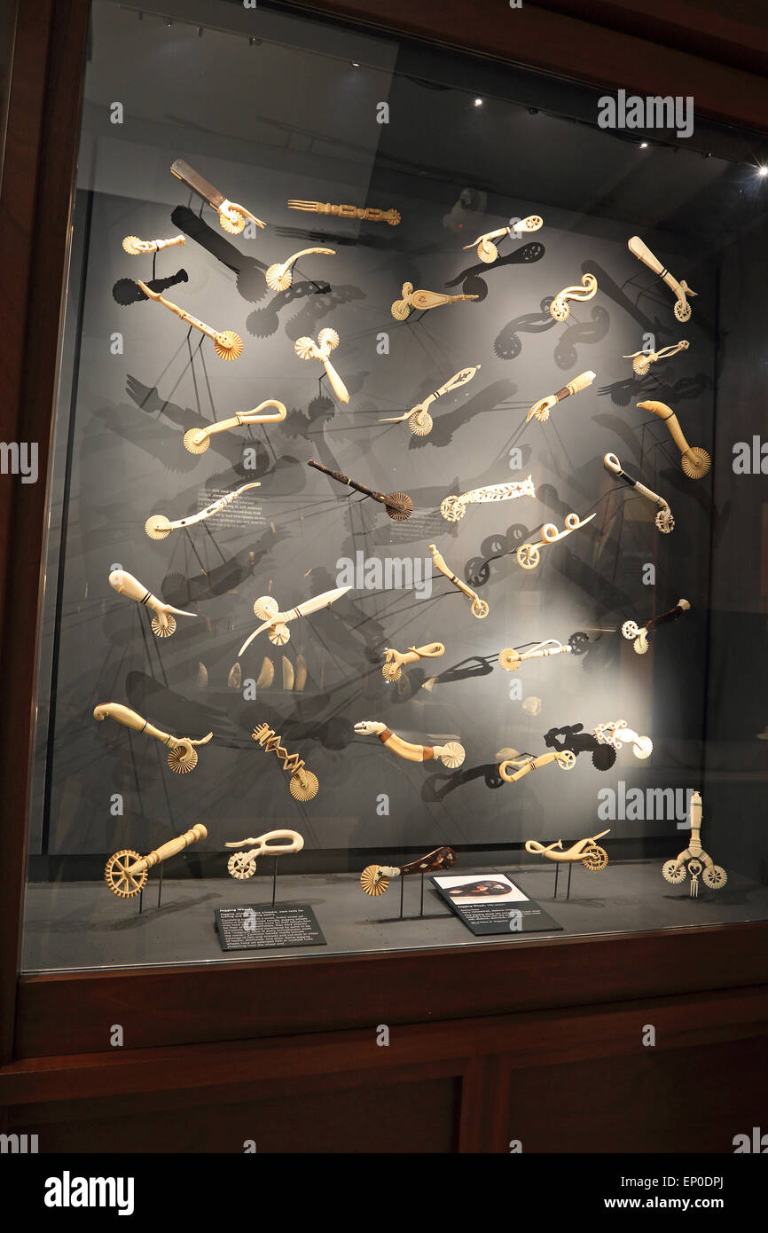 Nantucket Whaling museum. A display showing jagging wheels, pie ...